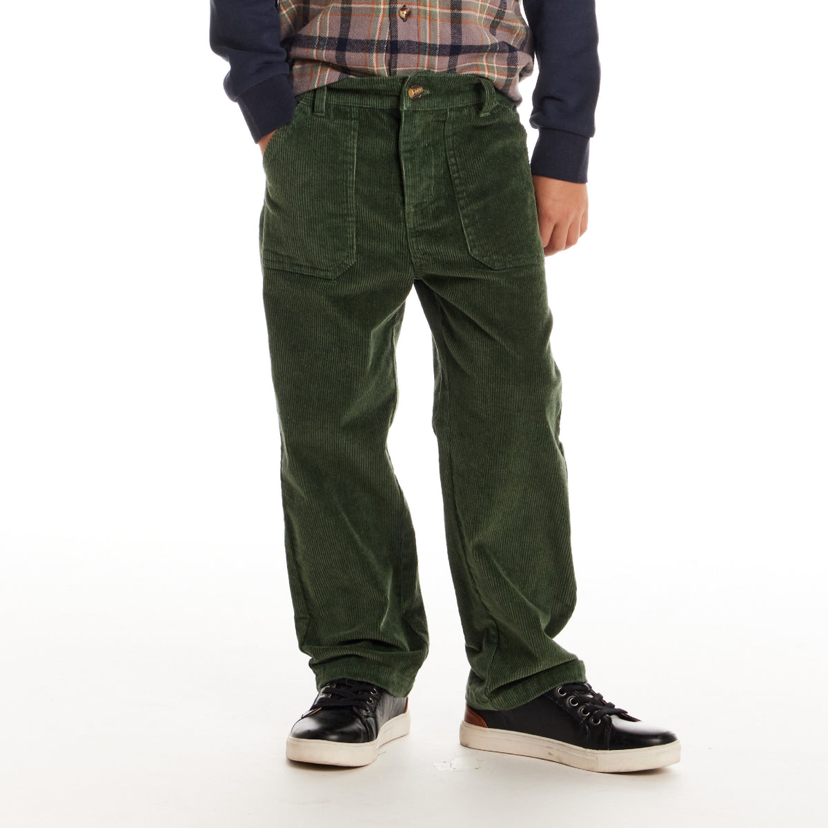 Boys Green Wide Leg Corduroy Pants (2–8) - Andy & Evan