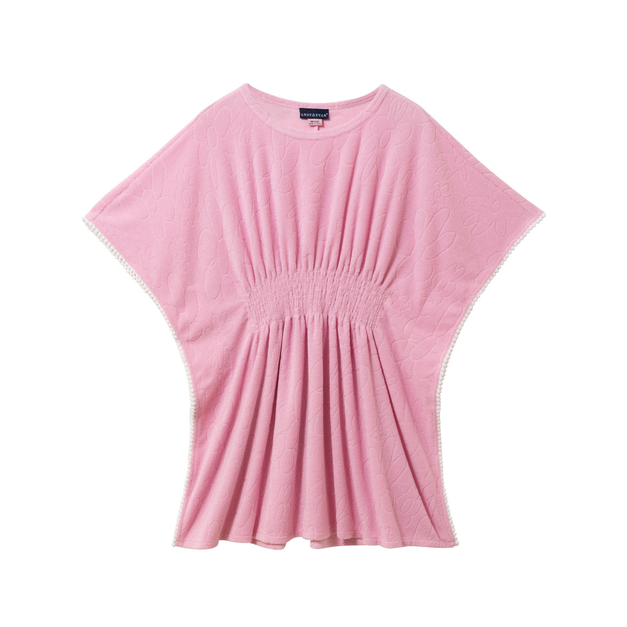 Tween Girls (8–16) Terry Smocked Cover-Up – Pink Daisy Texture – Swim ...