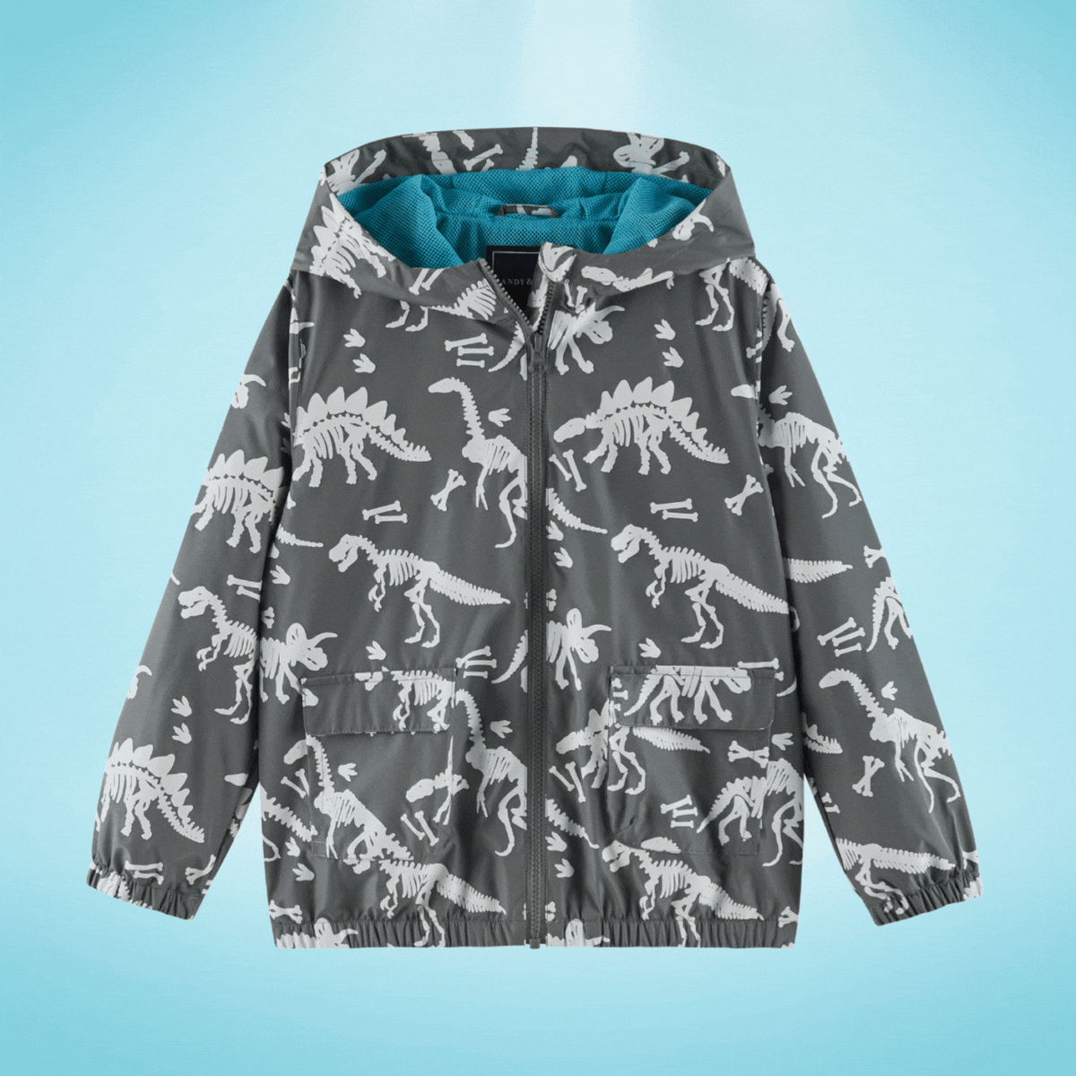 Kids (3-8) Color Change Raincoat | Dinosaur Fossils – Andy & Evan